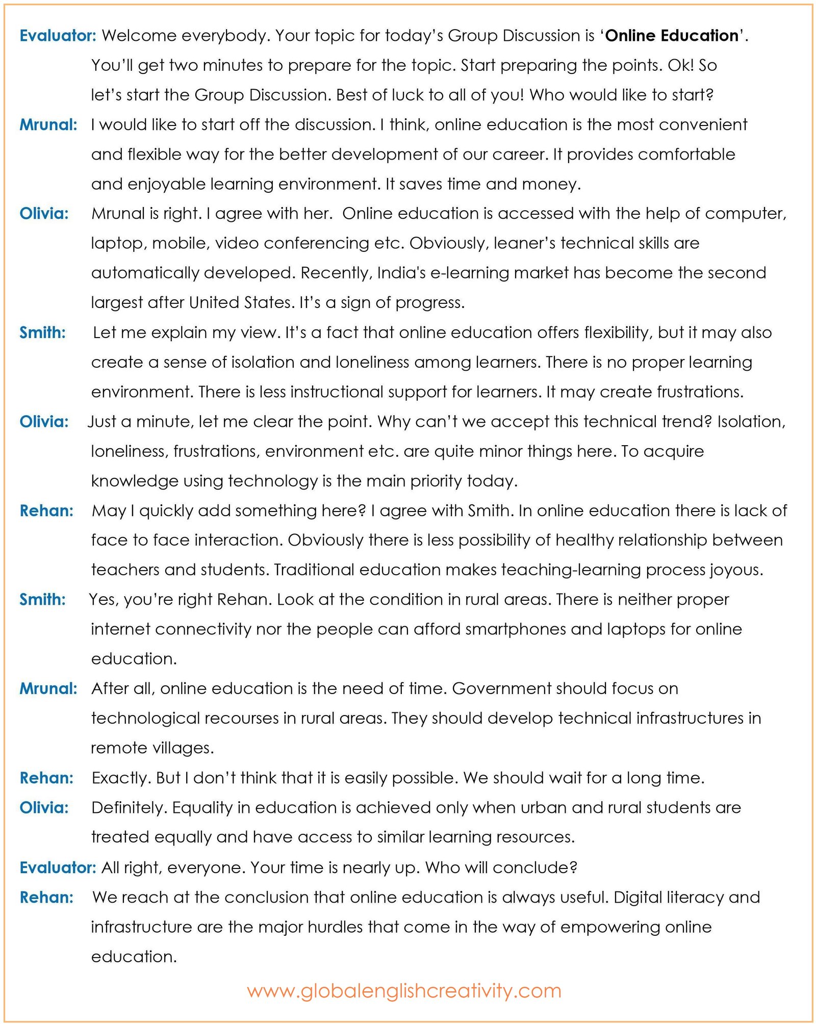Group Discussion Advantages Types Skills Examples Global ENGLISH 